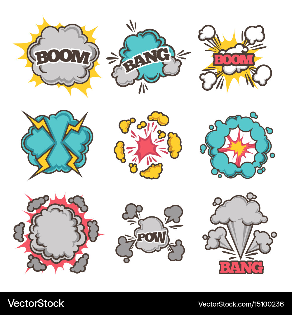 Comic bubble clouds of cartoon text Royalty Free Vector