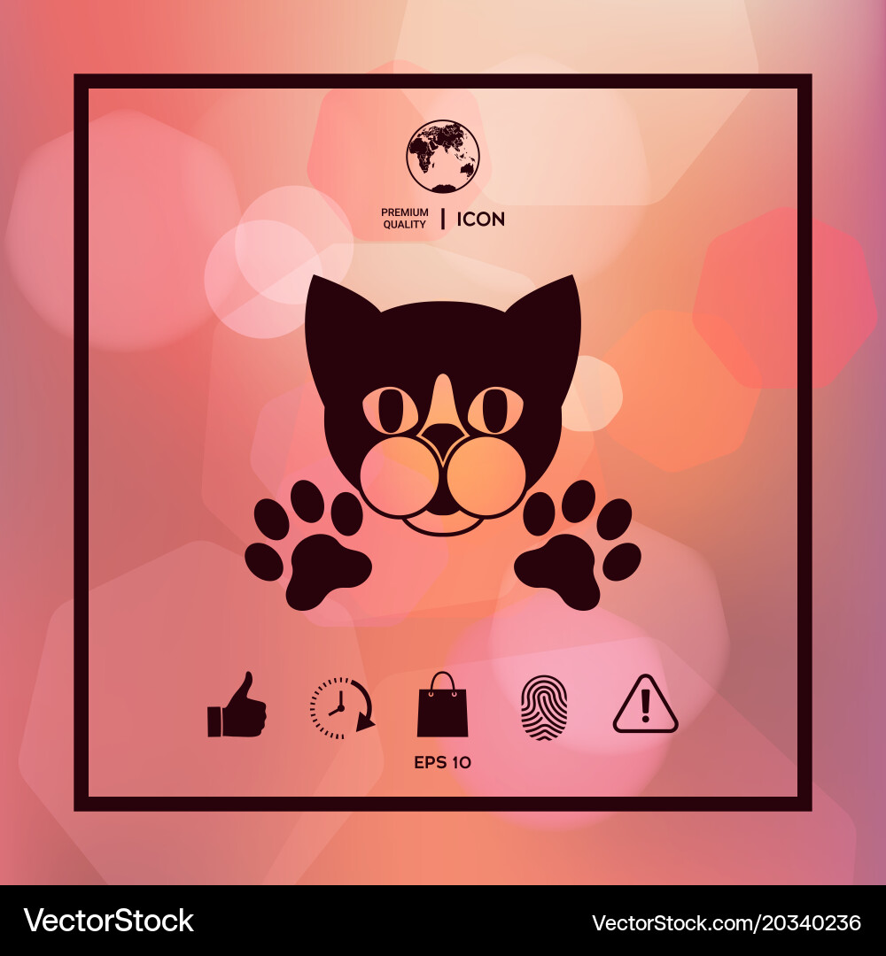 Cut cat with paws - logo symbol protect sign Vector Image