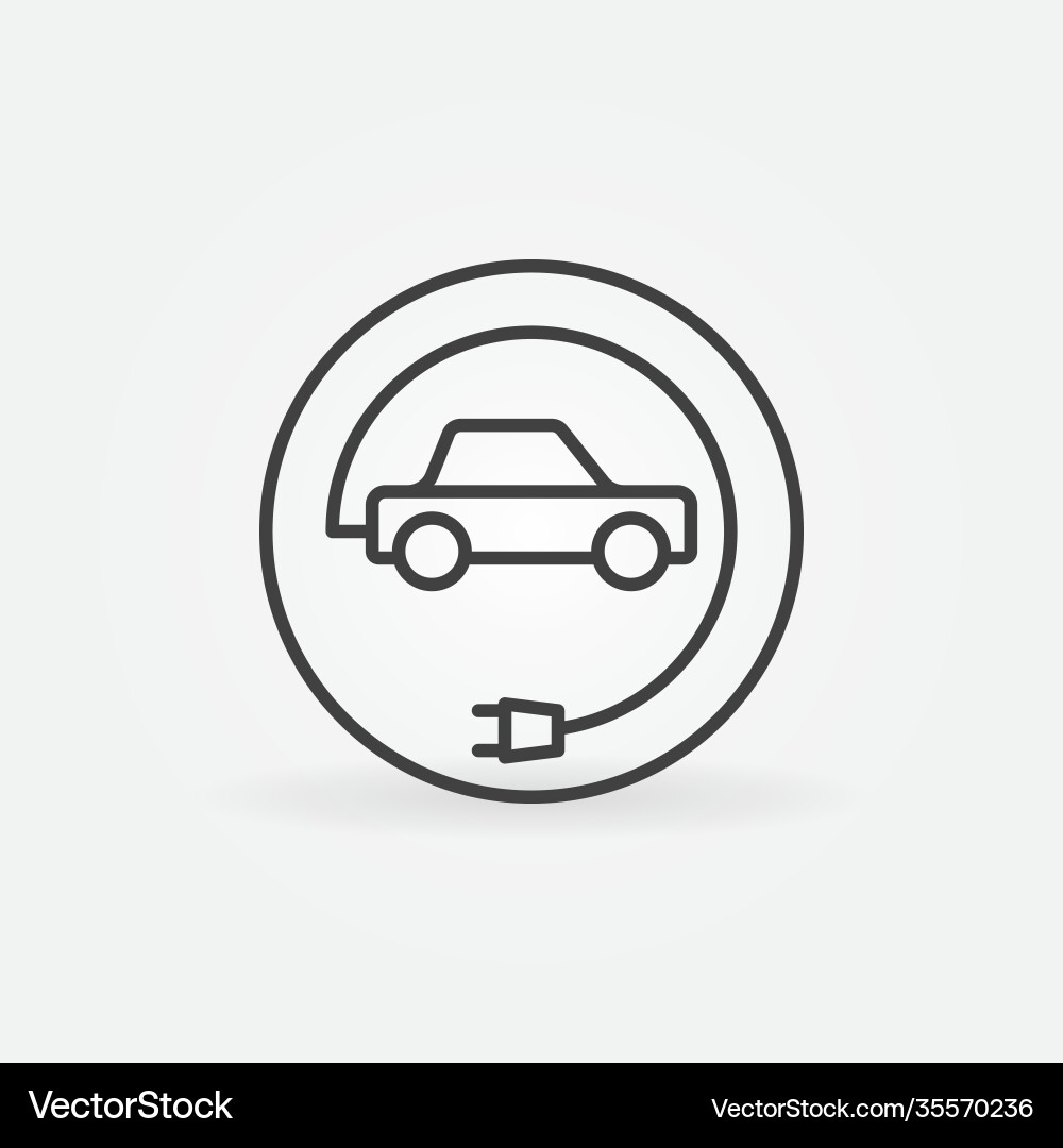 Electric car outline icon ev concept round Vector Image