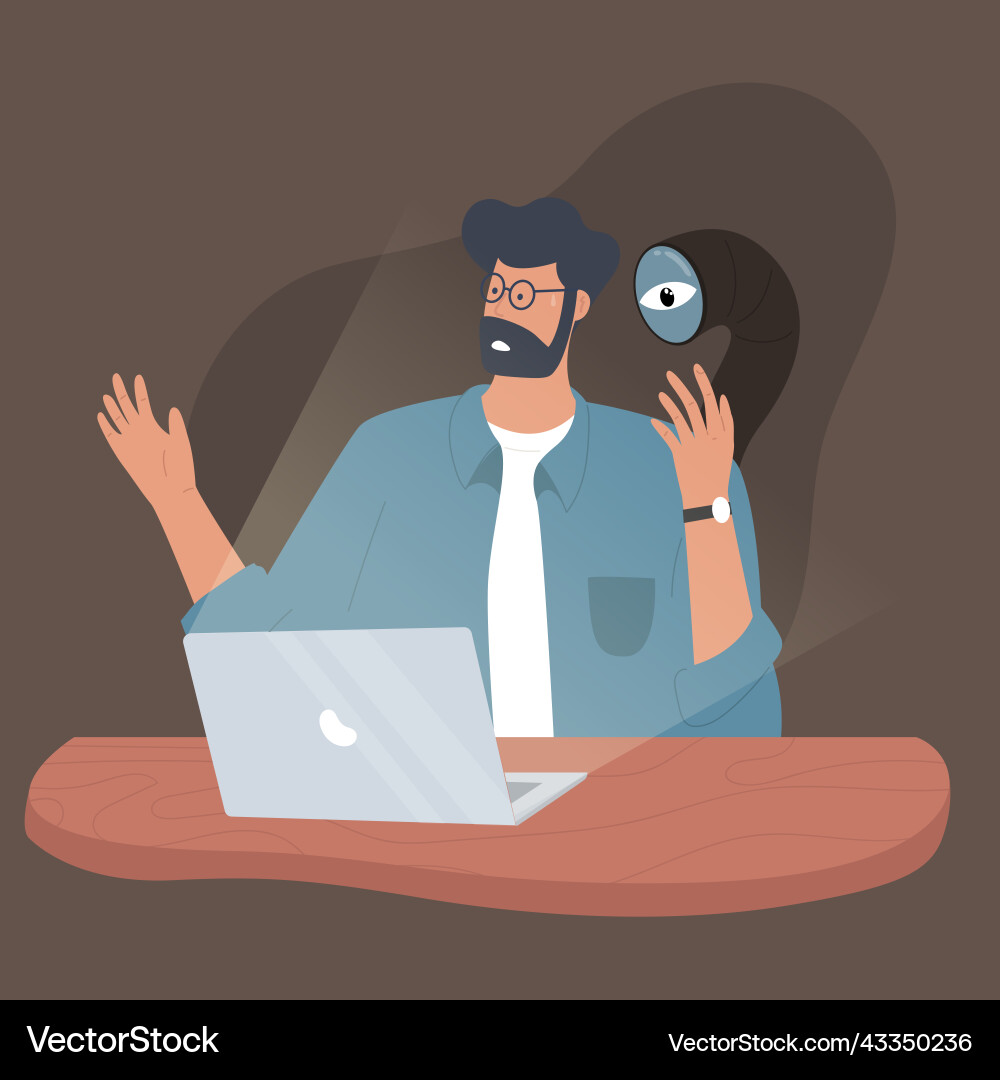 Espionage employee search internet stalking young Vector Image