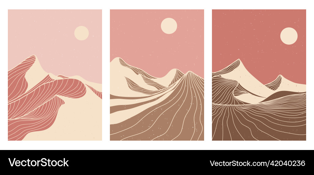 Mountain desert line art print wallpaper design Vector Image
