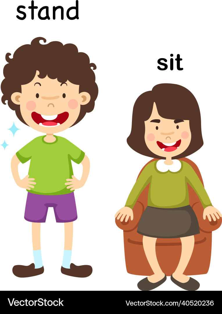 Opposite stand and sit Royalty Free Vector Image