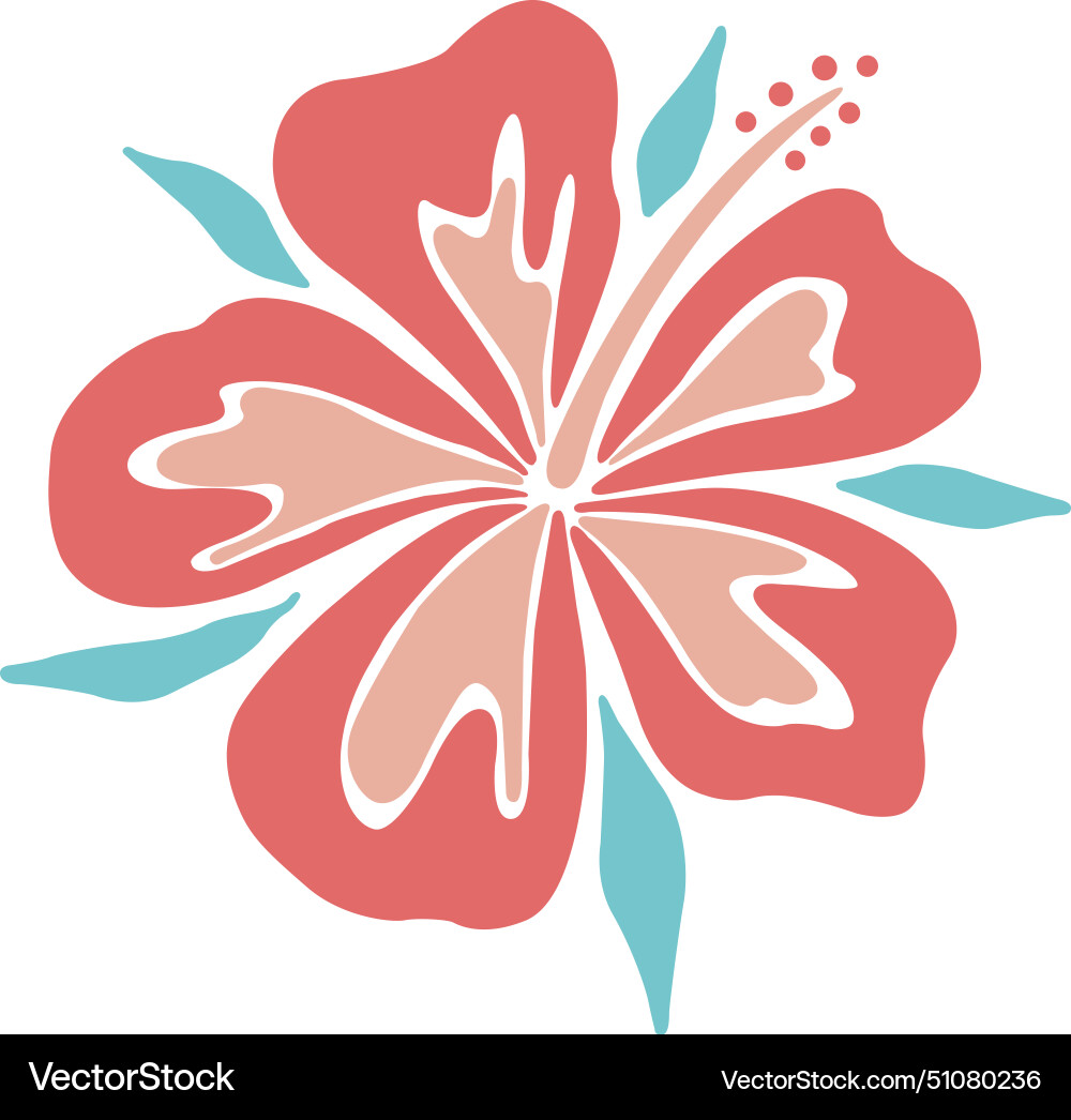 Pink hibiscus flower flat design banner Royalty Free Vector