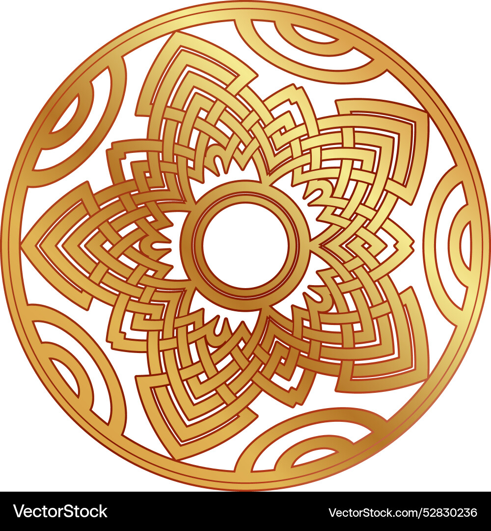 Round golden flower pattern realistic shiny Vector Image