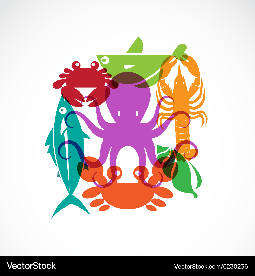 Set of seafood symbols Royalty Free Vector Image