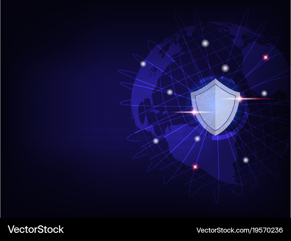 Shield protect world global network Royalty Free Vector