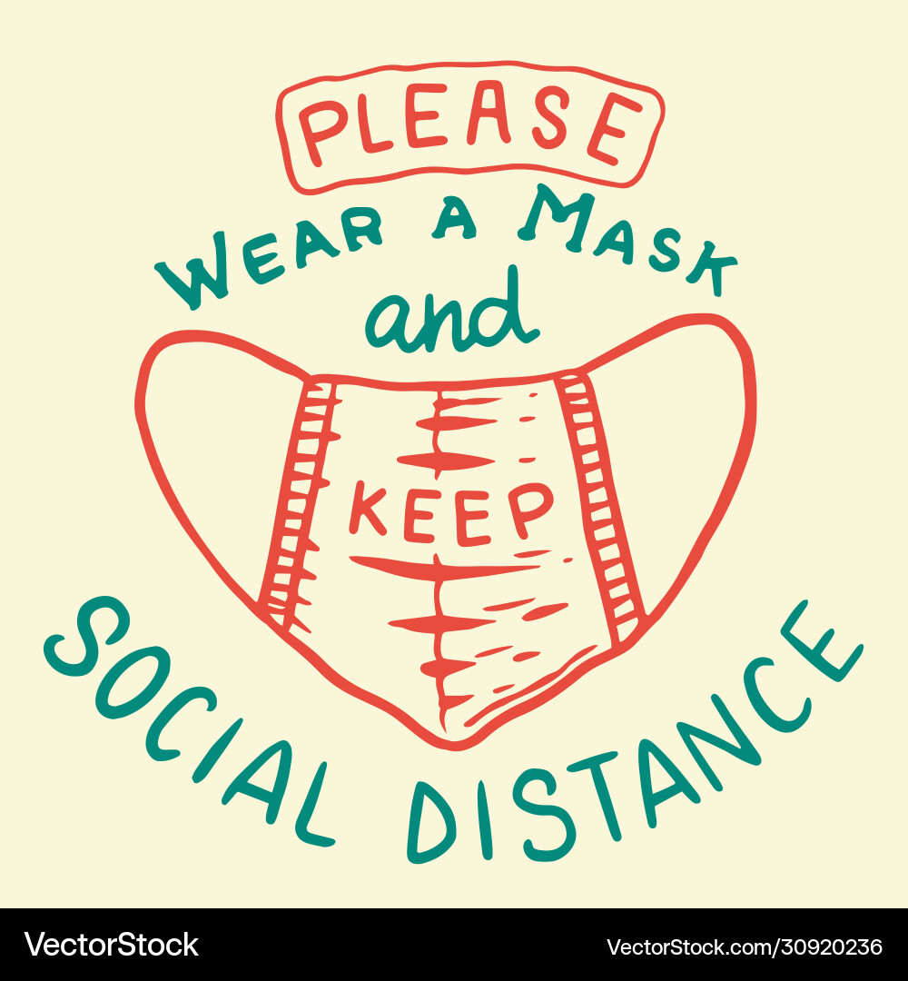Social Distance Slogan - Protect Yourself Vector Image