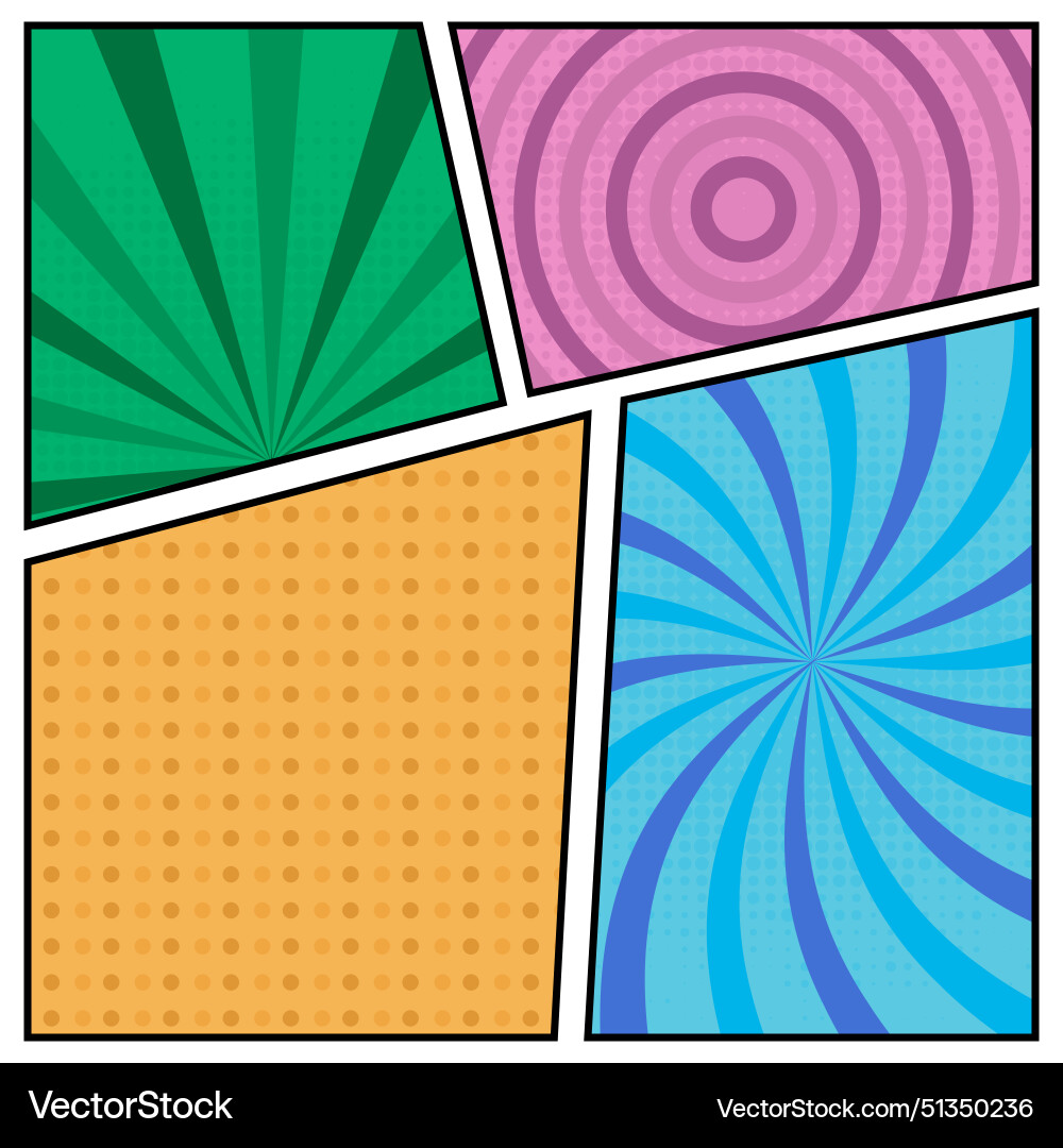 Square cartoon comic background set colorful Vector Image