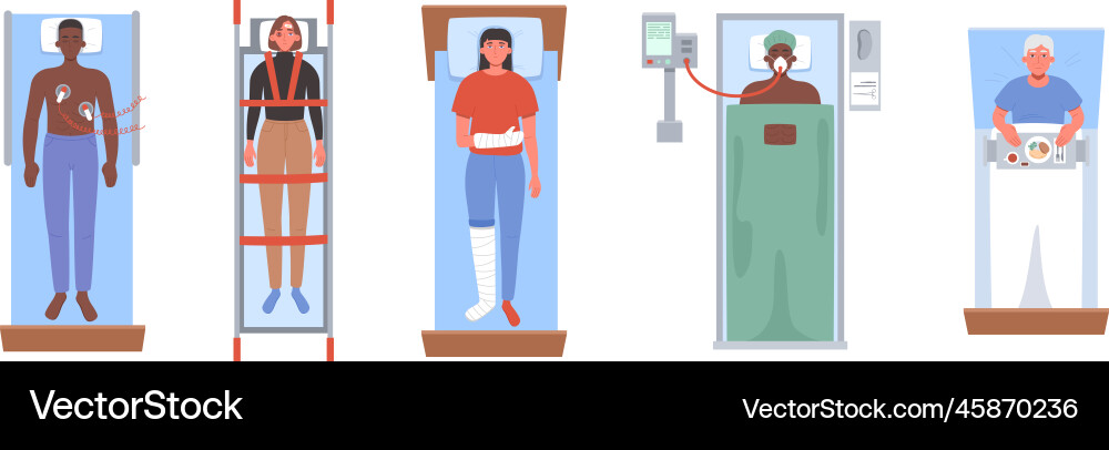 Top view hospital patients defibrillation Vector Image