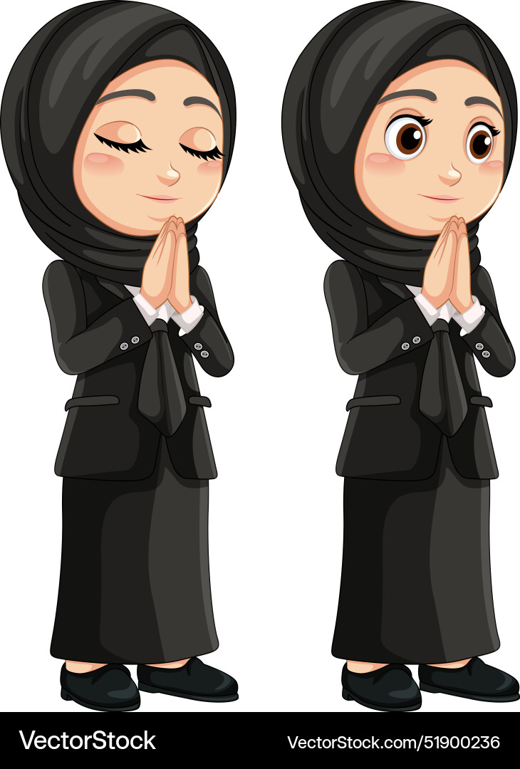 Two muslim characters in traditional attire Vector Image
