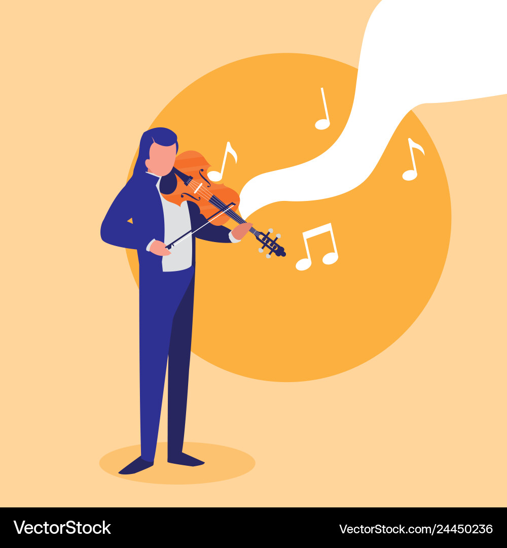 Violinist playing fiddler character Royalty Free Vector