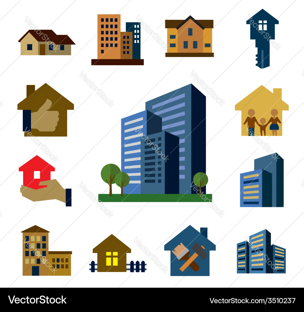 Architecture icons Royalty Free Vector Image - VectorStock