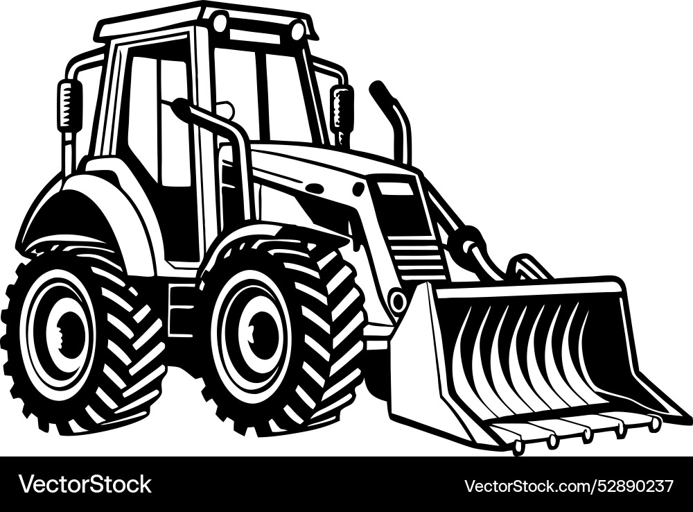 Backhoe loader silhouette Royalty Free Vector Image