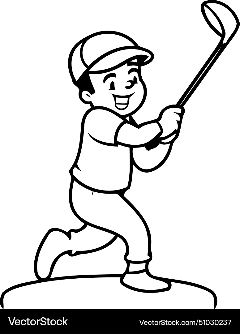Cartoon golfer playing golf in style Royalty Free Vector