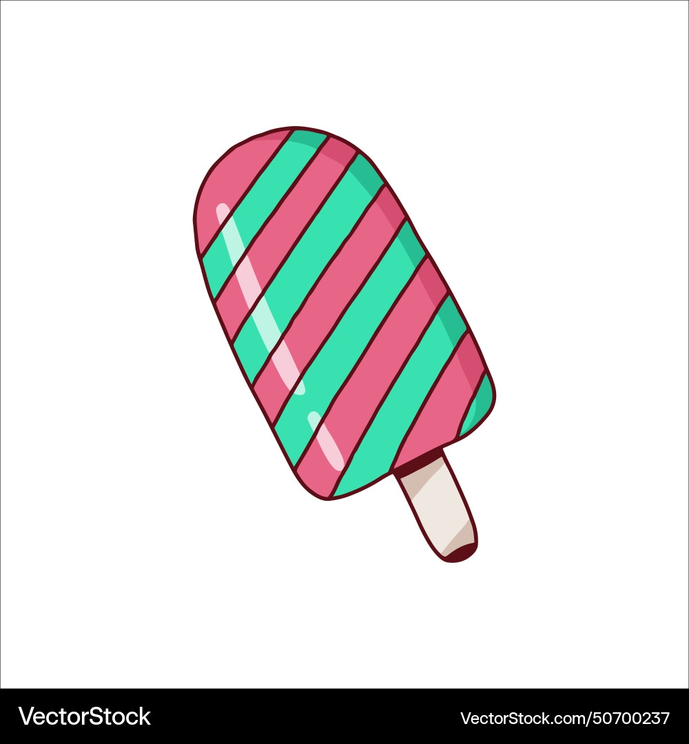 Colorful striped popsicle on a plain white Vector Image
