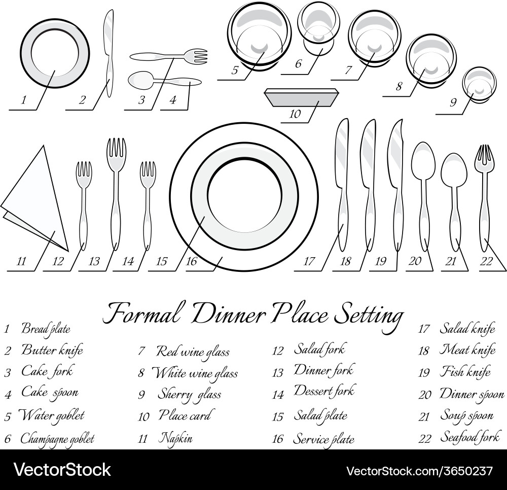 Formal table setting Royalty Free Vector Image