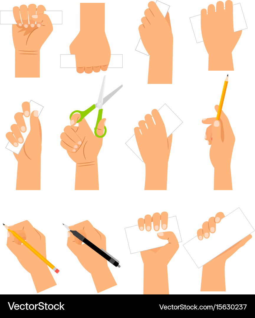 Hands with Paper and Stationery Royalty Free Vector Image