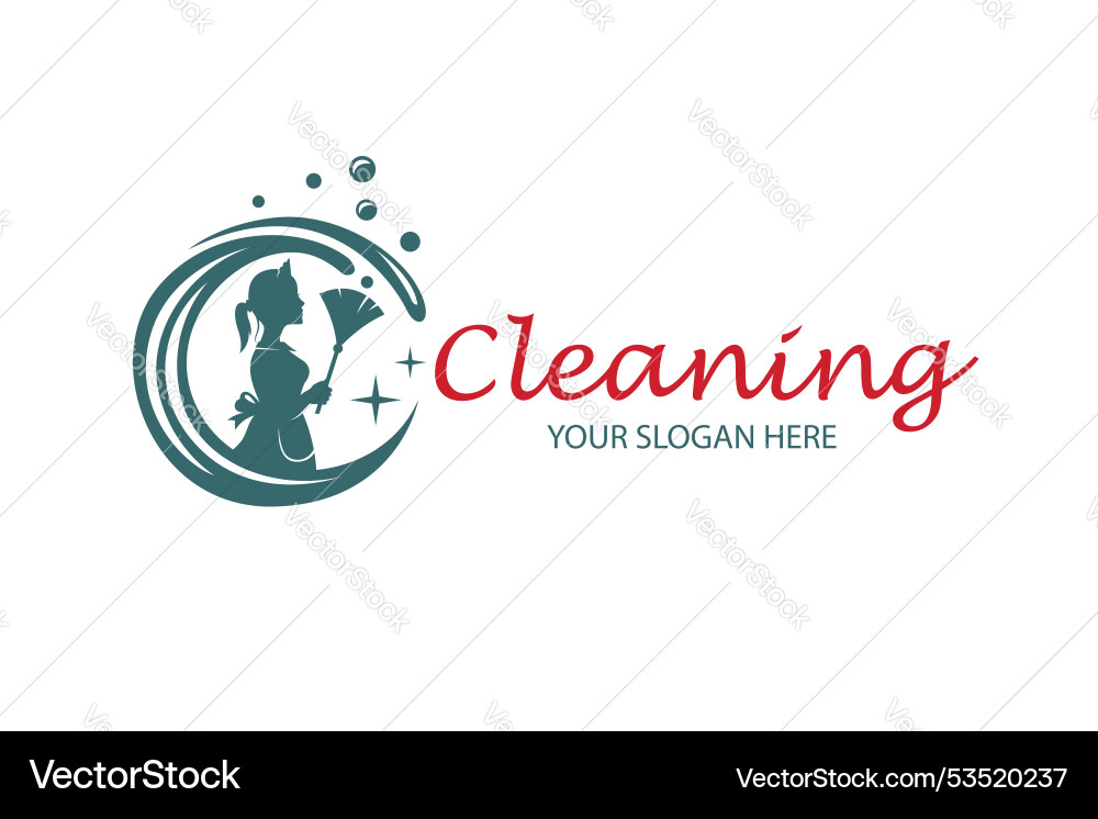 House maid lady emblem Royalty Free Vector Image