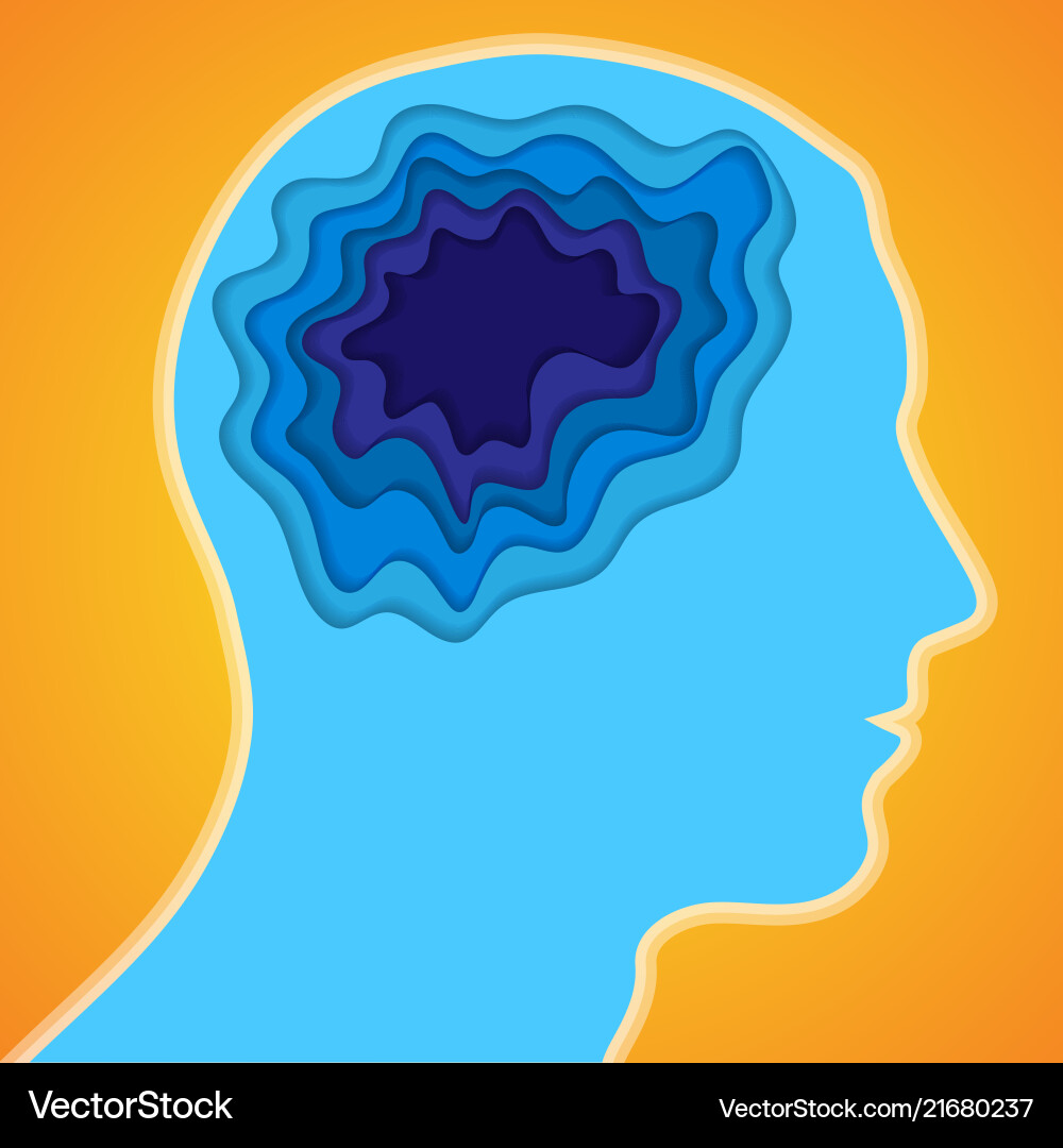 Human head and paper brain Royalty Free Vector Image