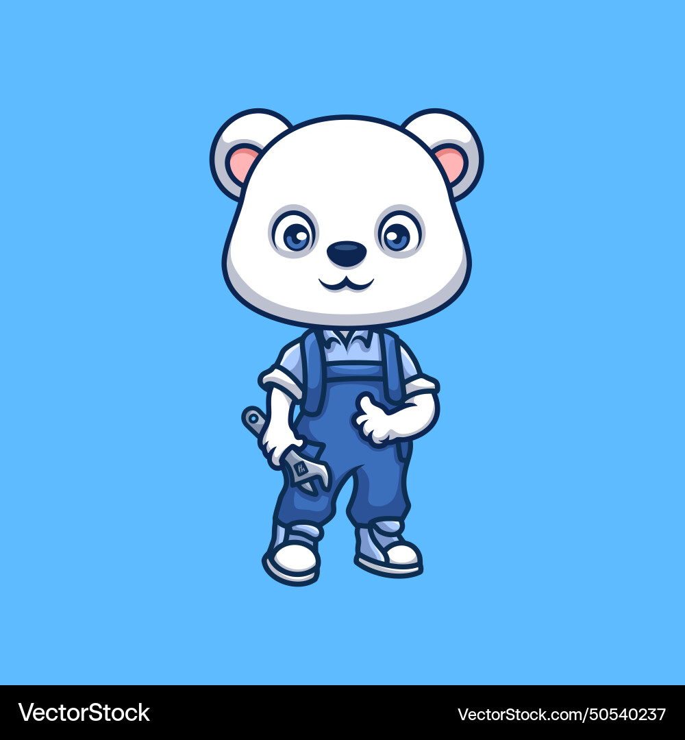 Mechanic polar bear cute cartoon Royalty Free Vector Image