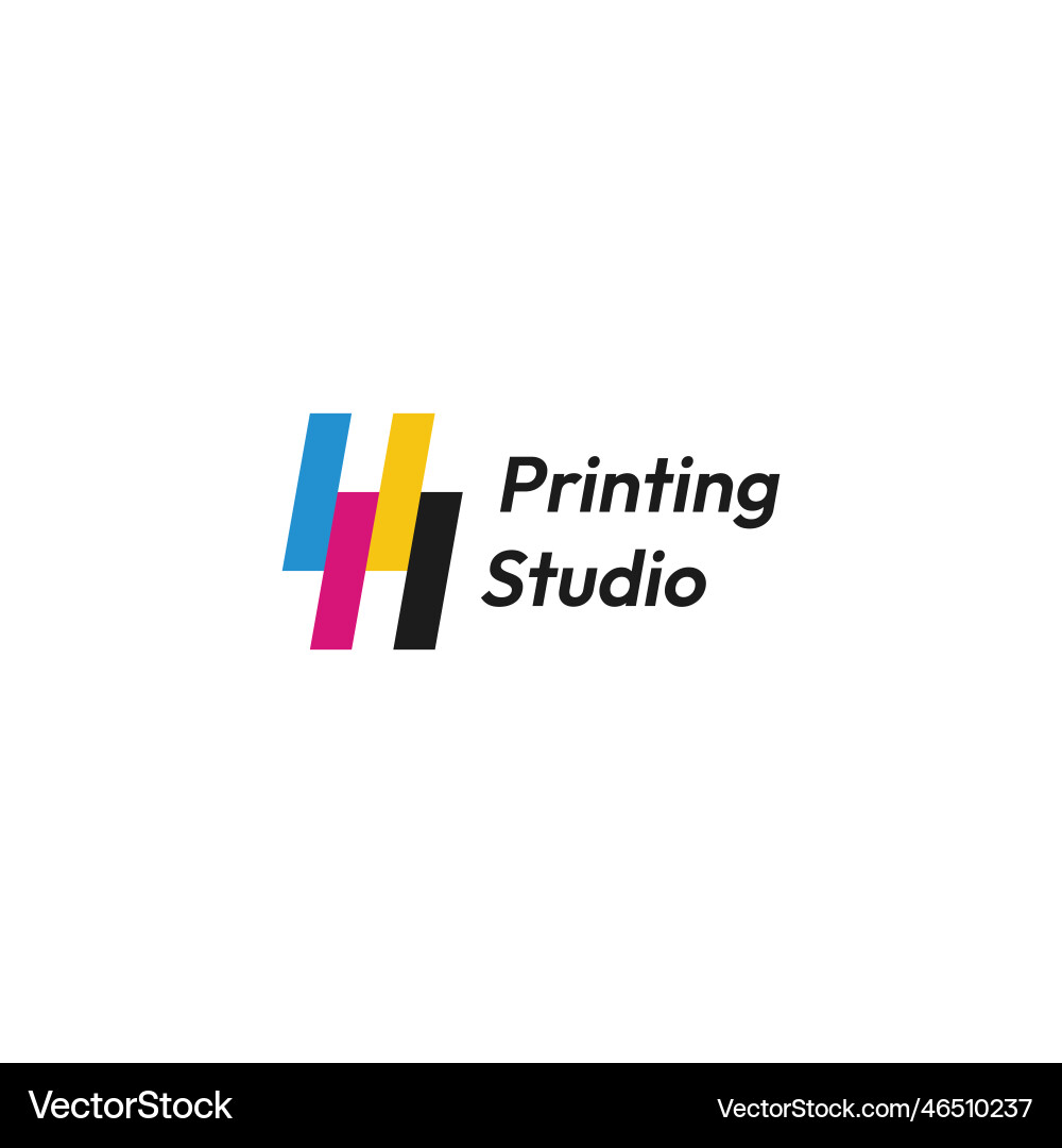 Printing studio company sign logo design template Vector Image
