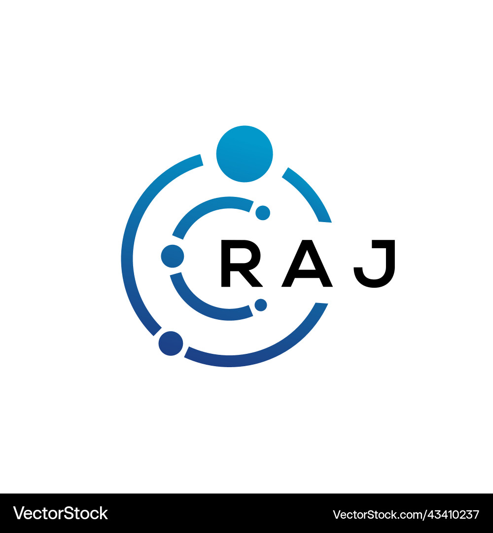Raj letter technology logo design on white Vector Image