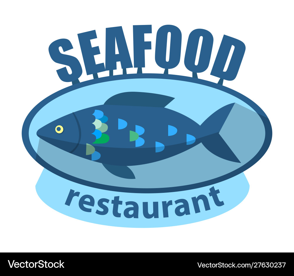 Seafood restaurant isolated logotype banner text Vector Image