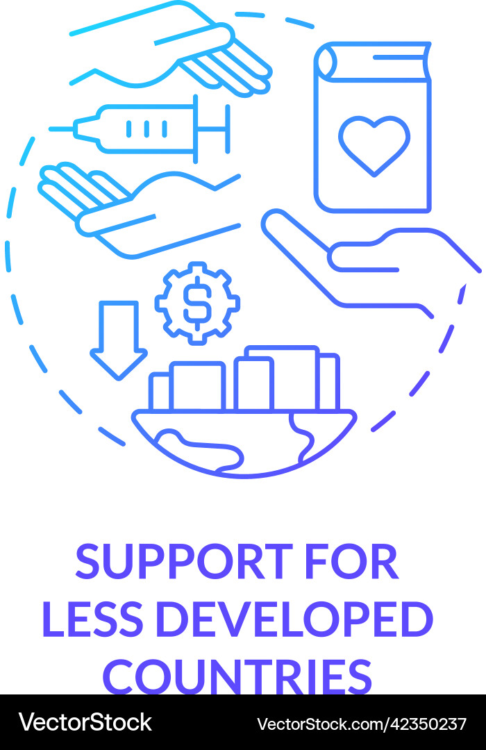 Support for less developed countries blue Vector Image