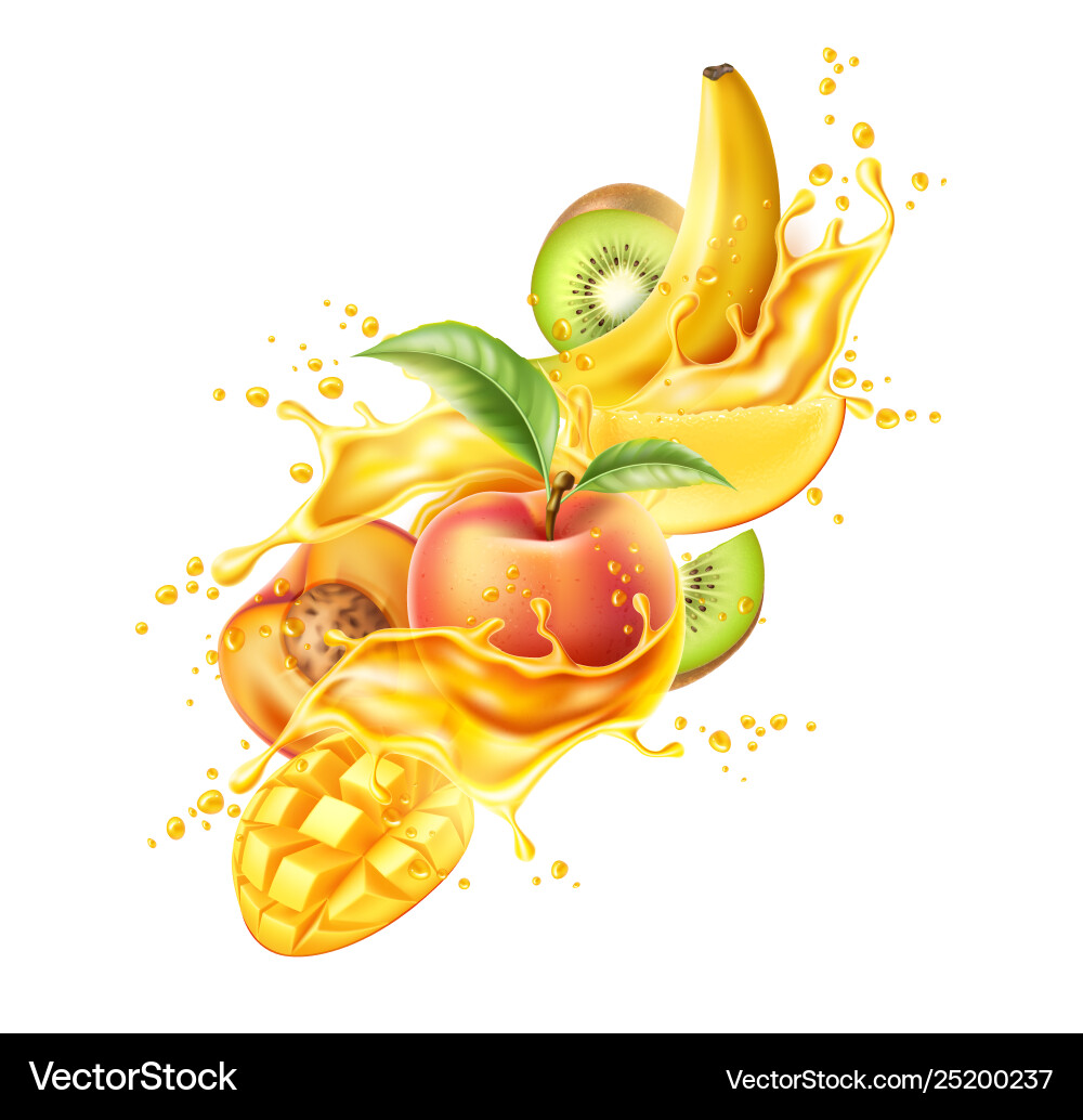 Tropical Fruit Splash Royalty Free Vector Image