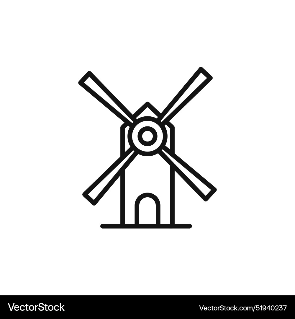 Wind mill icon logo sign outline Royalty Free Vector Image