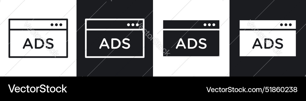 Ad liner and solid icon set in black color Vector Image