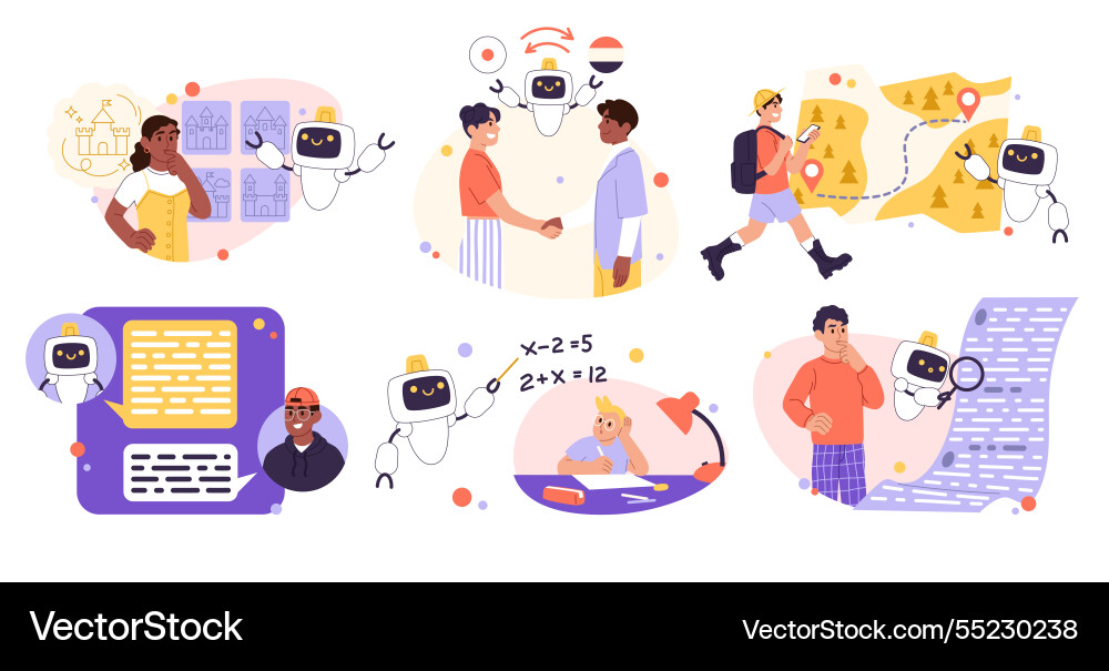 Ai robot android helping people gpt chat bot Vector Image