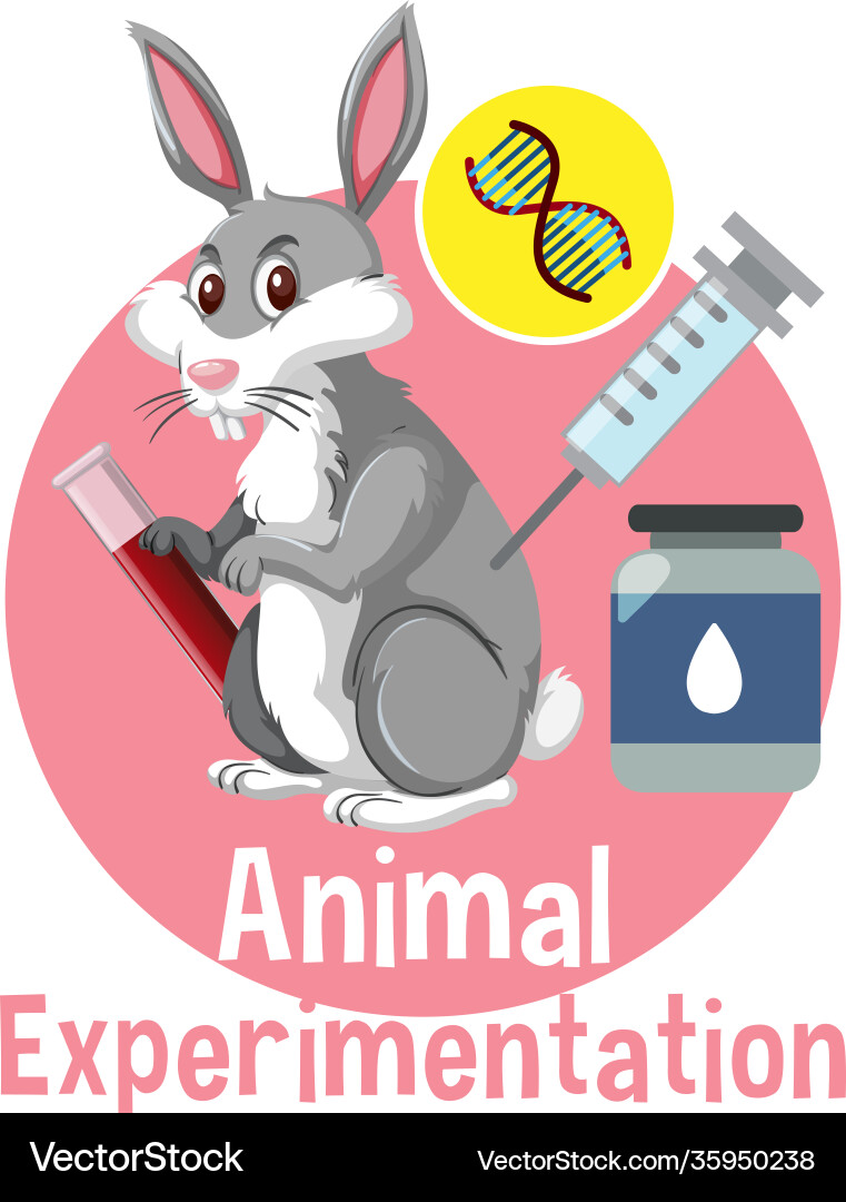 Animal experimentation font with a rabbit logo Vector Image