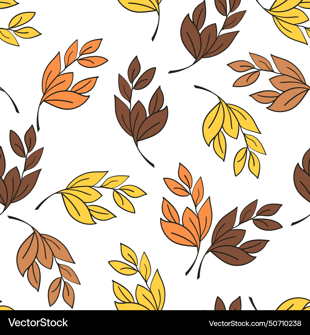 Autumn color seamless pattern with sprigs Vector Image