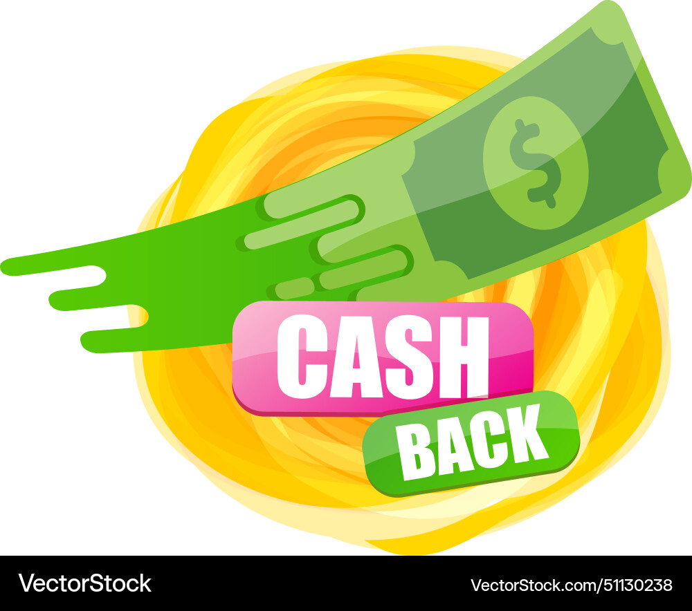 Cash back icon with dollar isolated on Royalty Free Vector