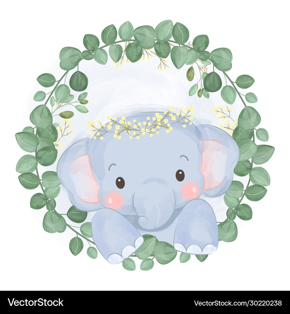 Cute Watercolor Elephant – Royalty-Free Vector | VectorStock