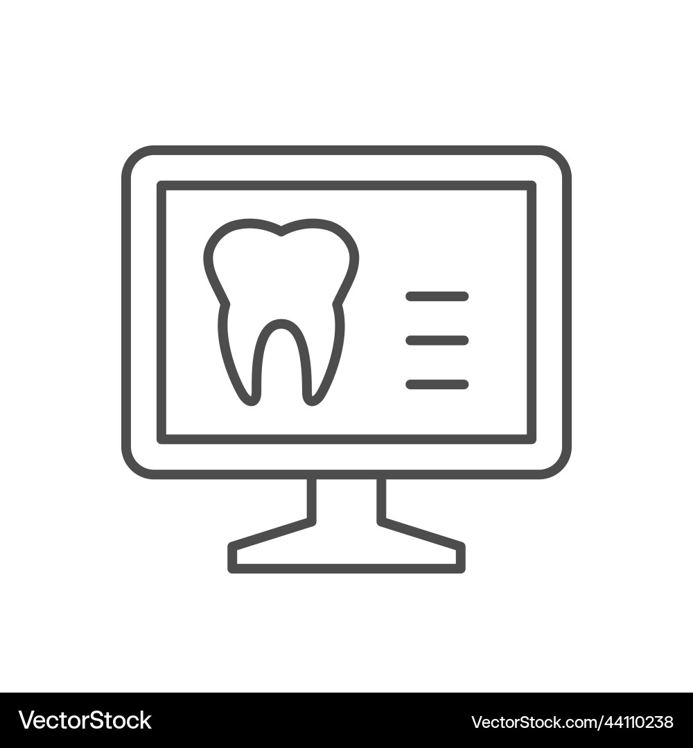 Dental computer scanning line icon Royalty Free Vector Image