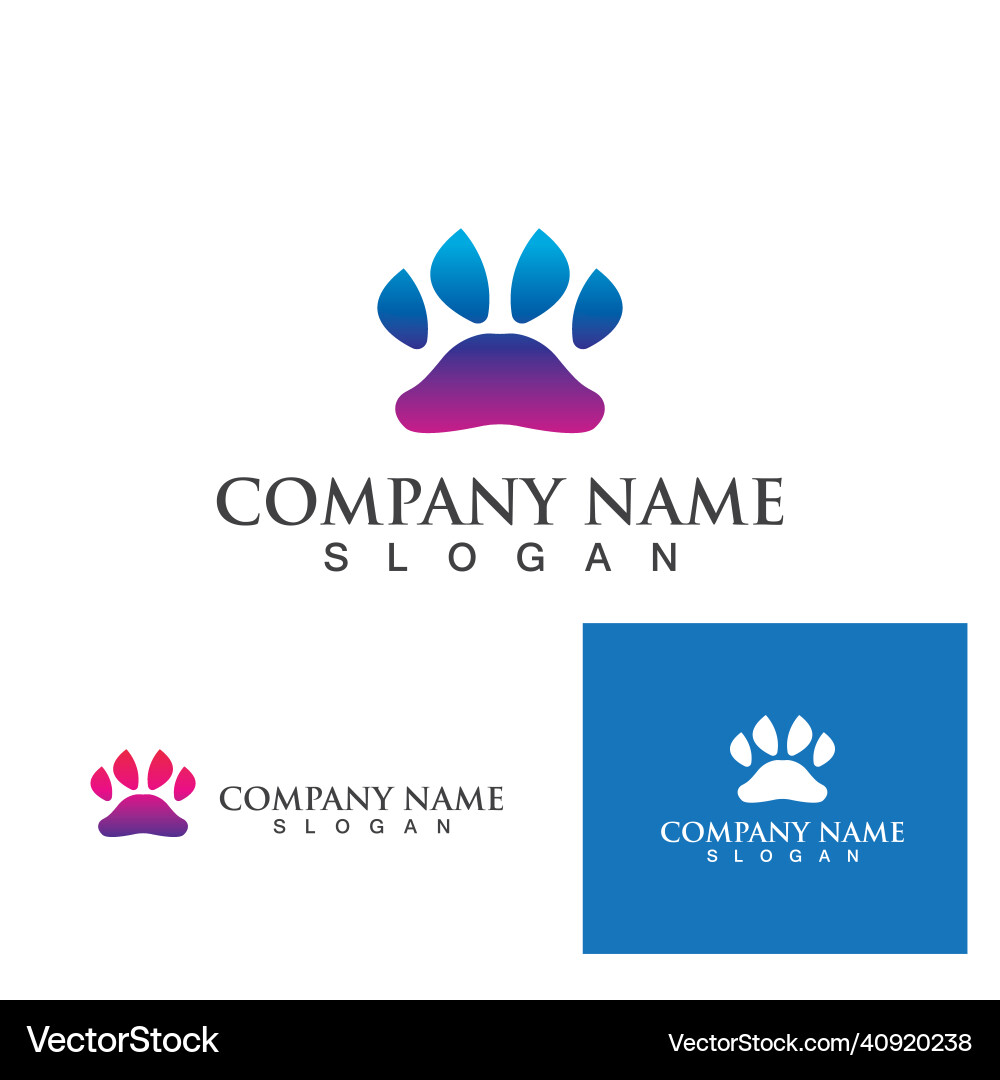 Dog foot print symbol and logo Royalty Free Vector Image