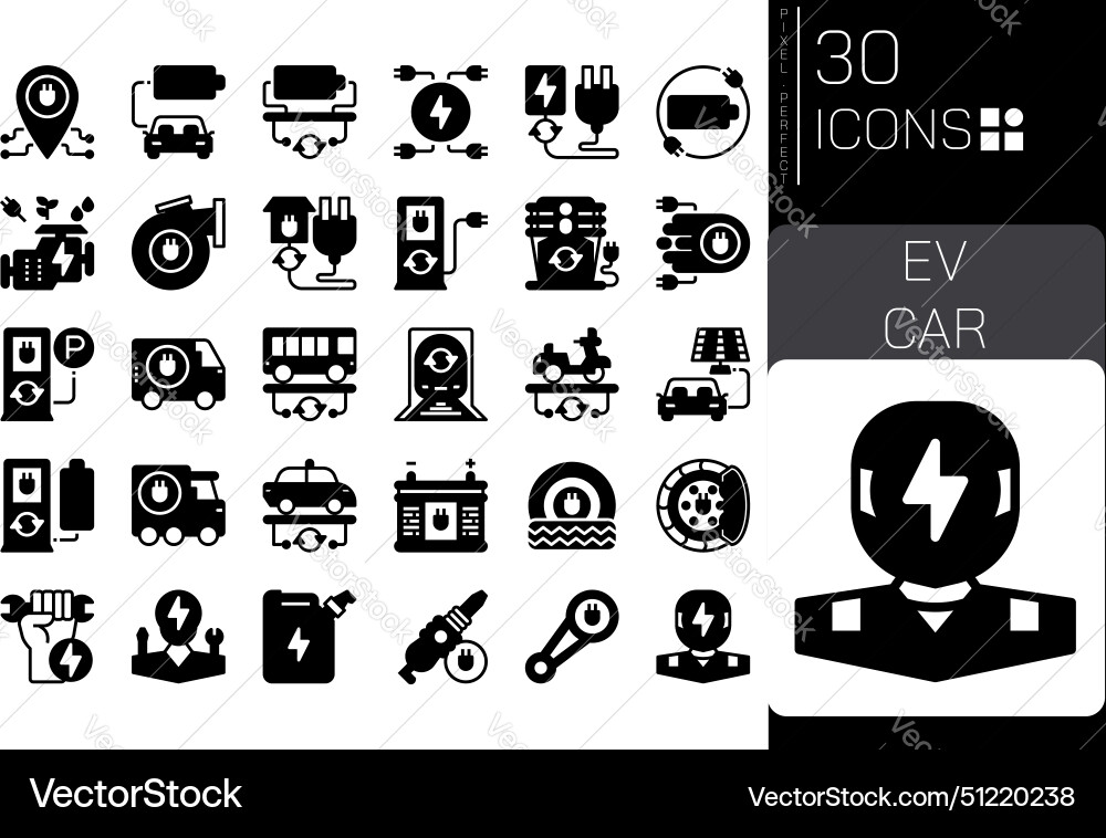 Ev car solid set 2 Royalty Free Vector Image - VectorStock