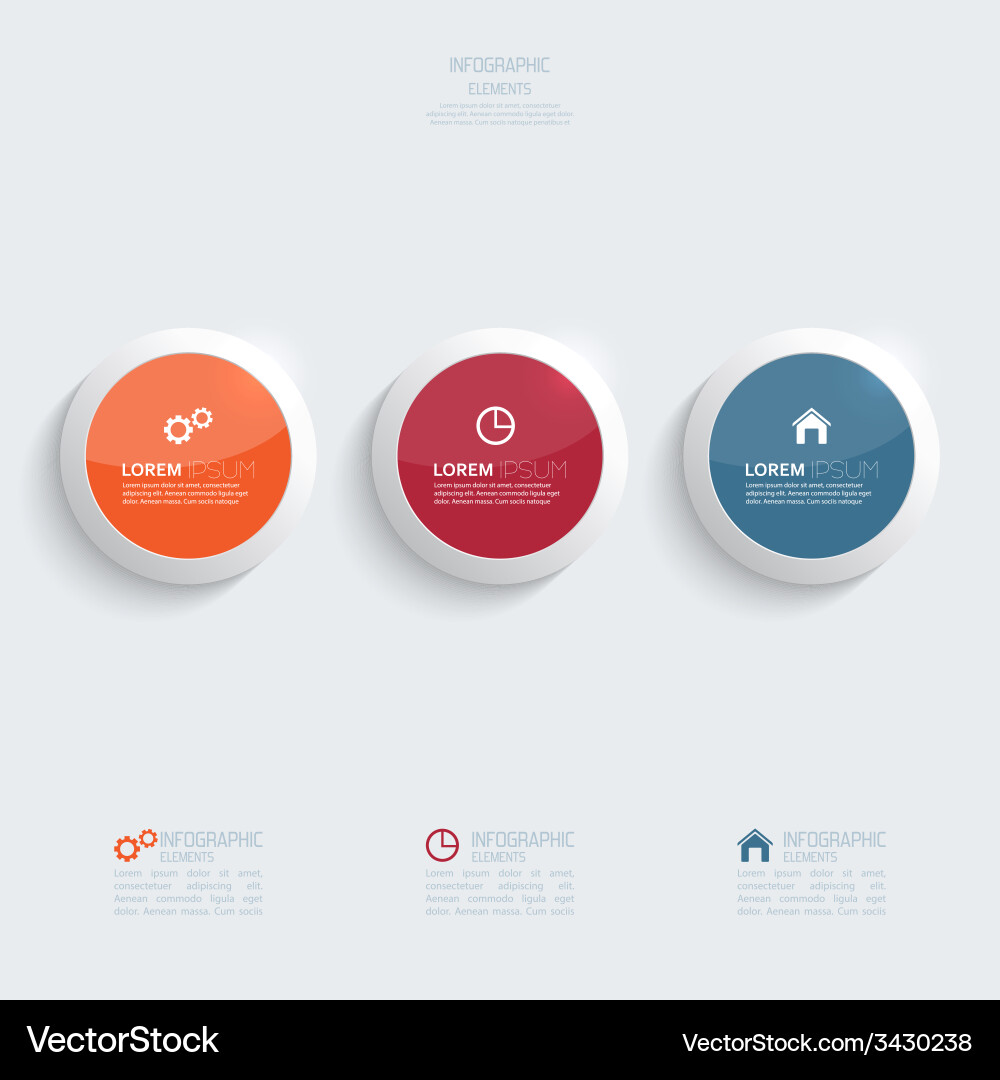 Glossy colorful plastic buttons for infographic Vector Image