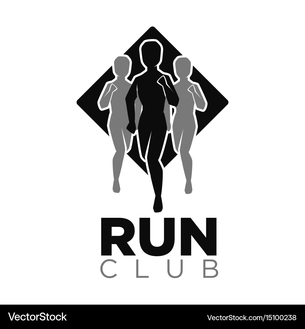 Jogging People Silhouette Run Club Icon Royalty Free Vector