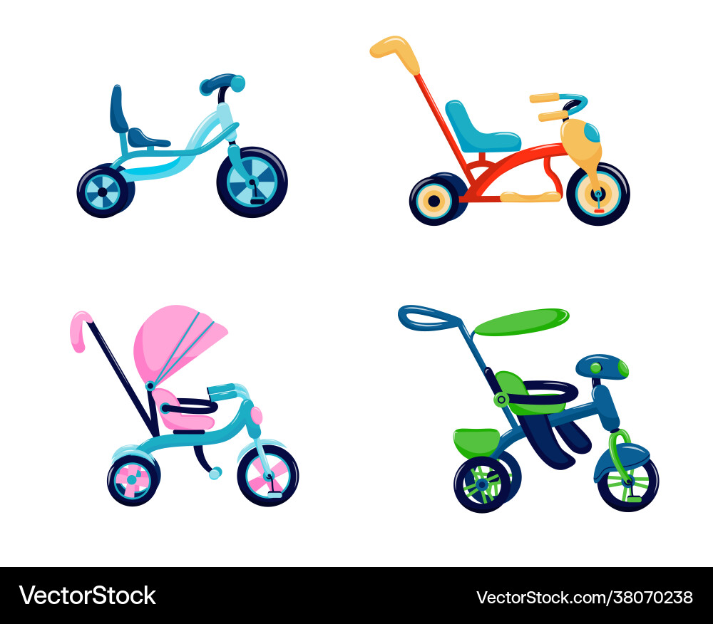 Kids Bicycles and Tricycles Royalty Free Vector Image