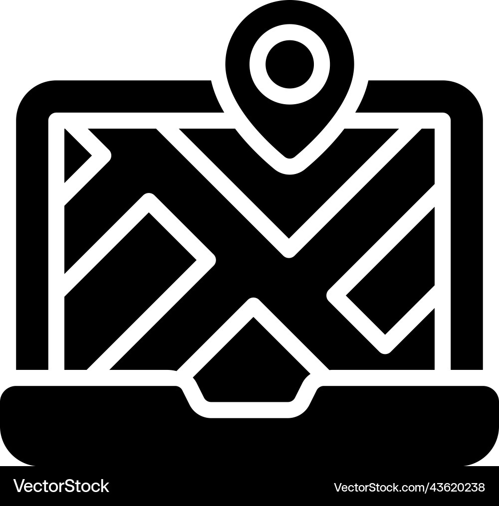 Map on laptop screen icon location Royalty Free Vector Image