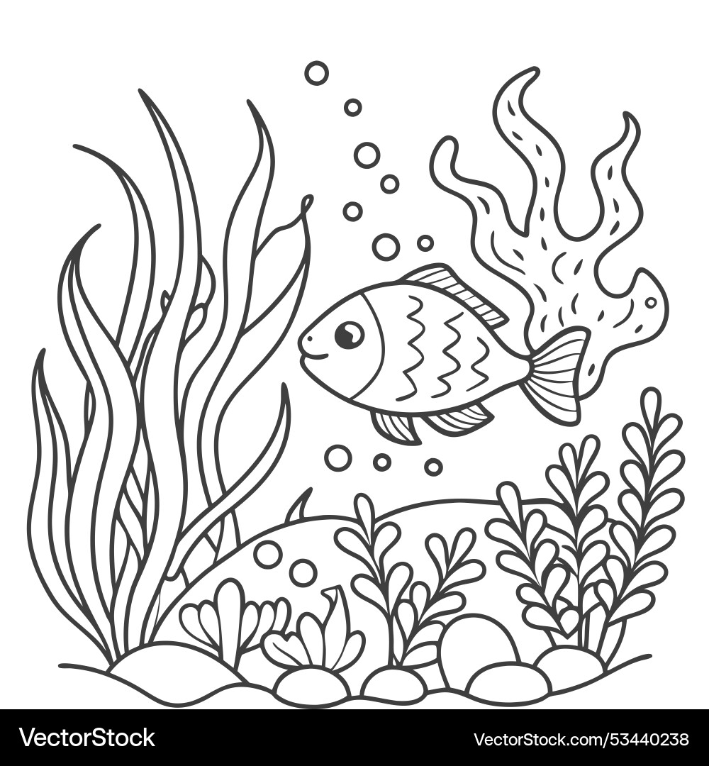 Outline of fish for coloring page Royalty Free Vector Image