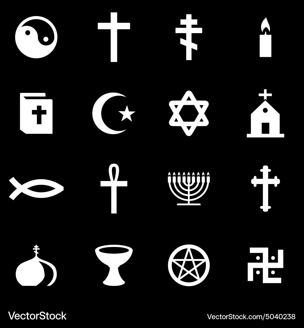 White religion icon set Royalty Free Vector Image