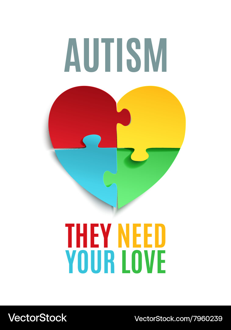 Autism Heart Puzzle - Awareness Template Vector Image