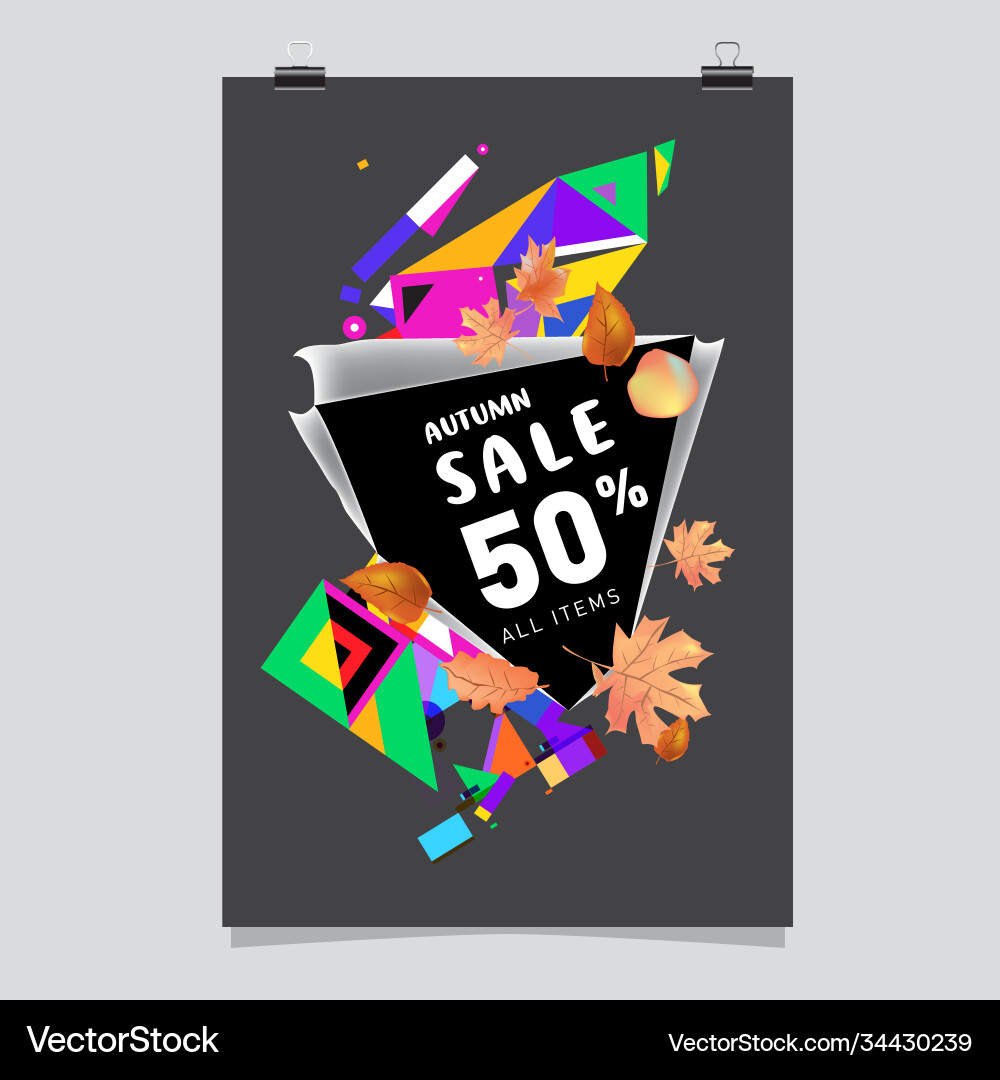 Autumn sale poster template with lettering bright Vector Image