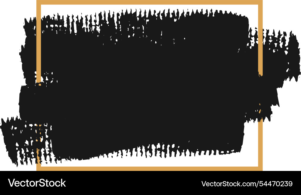 Black grunge banner with a golden frame and modern