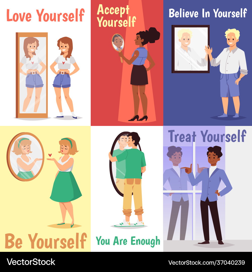 Concept self acceptance and body positive a set Vector Image