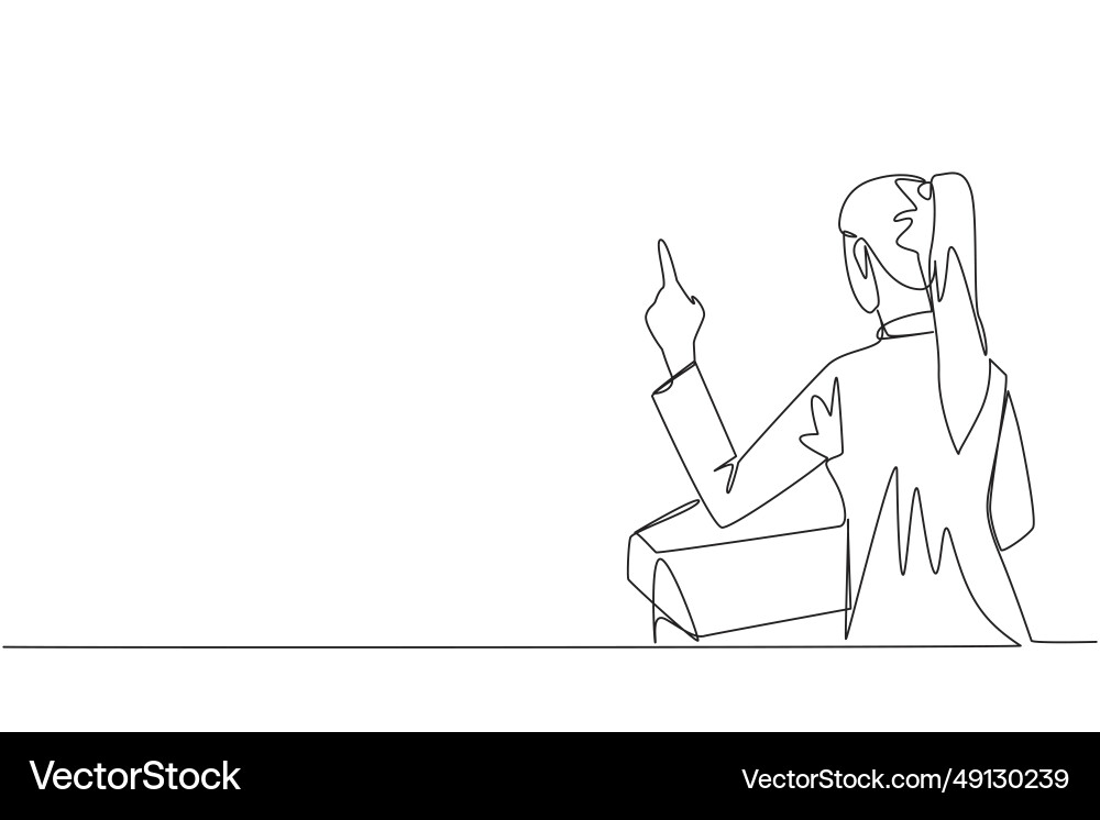 Continuous one line drawing from back view young Vector Image